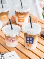 China Custom 90mm Disposable Bubble Tea Cups Smoothies Cold Coffee Drinking Plastic Pet Cups for sale