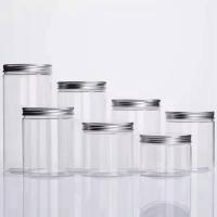 China 1oz 2oz 4oz 8oz Clear Plastic Jars Food Storage PET Straight Sided With Aluminum Caps for sale