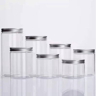 China 1oz 2oz 4oz 8oz Clear Plastic Jars Food Storage PET Straight Sided With Aluminum Caps for sale