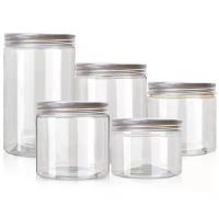 China 1oz 2oz 4oz 8oz Clear Plastic Jars Food Storage PET Straight Sided With Aluminum Caps for sale
