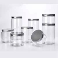 China 1oz 2oz 4oz 8oz Clear Plastic Jars Food Storage PET Straight Sided With Aluminum Caps for sale