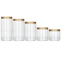 China 1oz 2oz 4oz 8oz Clear Plastic Jars Food Storage PET Straight Sided With Aluminum Caps for sale