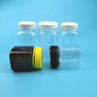 China Empty 200ml 320ml 400ml Plastic Honey Jar Square With Tamper Evident Lid for sale