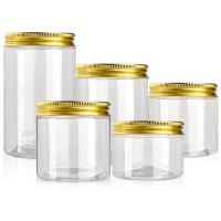 China 800ML 85mm Diameter Caliber Golden Plastic Screw Cap Jars for sale