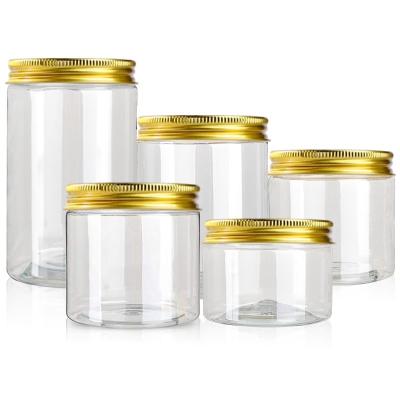 China 800ML 85mm Diameter Caliber Golden Plastic Screw Cap Jars for sale