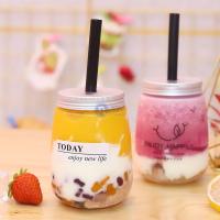 China 16oz Clear Wide Mouth 0.5l Plastic Beverage Jar for sale