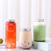 China 12oz Clear 49mm Straw Hole Disposable Plastic Jars for sale