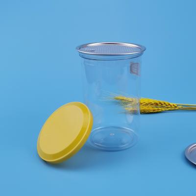 China 83mm Cylindrical Straight Plastic Food Cans With Colorfull Cap for sale