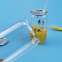 China Clear Transparent 0.35L PET Alu Lid Plastic Beer Can for sale