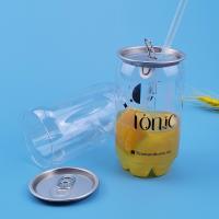China Clear Transparent 0.35L PET Alu Lid Plastic Beer Can for sale