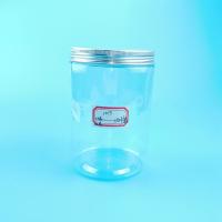 China 32 Oz Straight Clear Plastic Food Storage Jars With Silver Screw Lids for sale