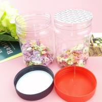 China Recyclable 12oz Round airtight Plastic Jar With Black Lid for sale