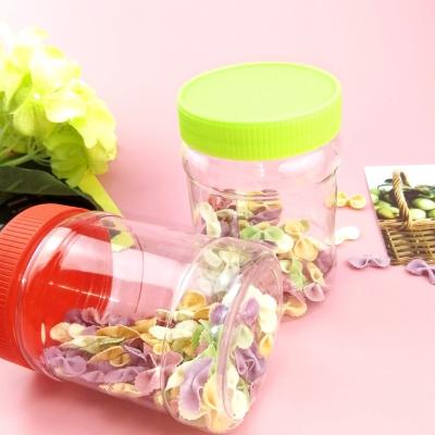 China Recyclable 12oz Round airtight Plastic Jar With Black Lid for sale