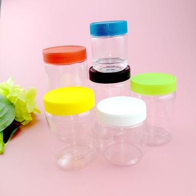 China Round Straight 150ml 250ml 360ml 450ml Plastic Food Jars With PP Thread Cap for sale