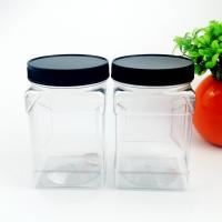 China 125mm Height 650ML Square Plastic Food Jars With Screw Cap for sale