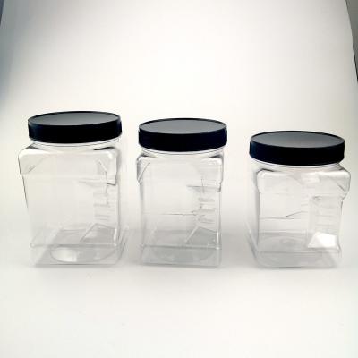 China 850ml Square Food Grade Gas Tight Wide Mouth Plastic Jar for sale