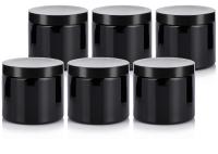 China 500ml Black Plastic Screw Cap Jars For Food Cosmetic Cream for sale