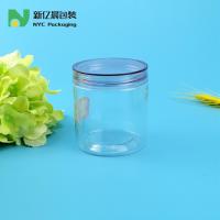 China 1460ml Food Grade Cookie Clear Plastic Jars White Lids for sale