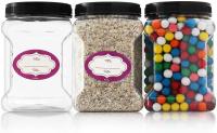 China Honey Round Wide Mouth Grip Plastic Food Jars 360ml With Screw Lid for sale