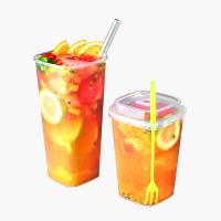 China Square 24Oz 500ml Boba Bubble Plastic PP Cups Single Wall for sale