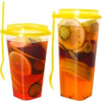 China Square 24Oz 500ml Boba Bubble Plastic PP Cups Single Wall for sale