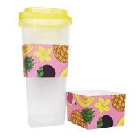 China Square 24Oz 500ml Boba Bubble Plastic PP Cups Single Wall for sale