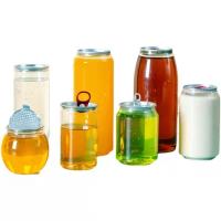 China 210ml Transparent Plastic Beverage Jar Pet Drink Bottle for sale