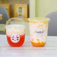 China 360ml Cold Drink Cup With Lid U Shape Plastic Disposable Cups for sale