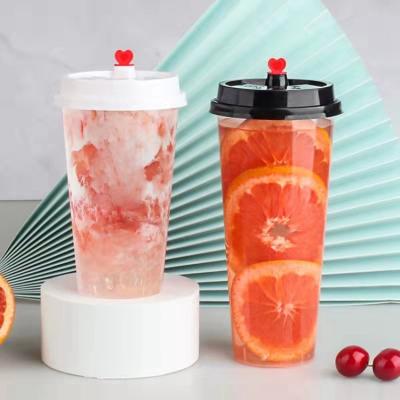 China Eco - Friendly 16oz Disposable Bubble Tea Cups Clear Plastic Cups for sale