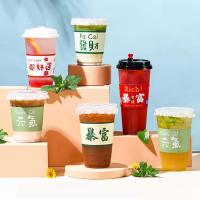 China Eco - Friendly 16oz Disposable Bubble Tea Cups Clear Plastic Cups for sale
