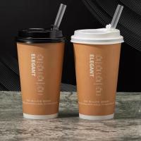 China Brown Color 16oz 22oz Disposable Paper Coffee Cups With Lid for sale