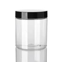 China 250ml Black PET Cream Jar Hair Product Body Scrub Packaging Bottles for sale