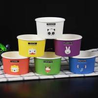 China FDA 320ml Disposable Bubble Tea Cups Ice Cream Paper Containers With Sleeve for sale