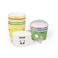China Biodegradable 280ml Ice Cream Paper Cup With Plastic Lids Logo Printing for sale