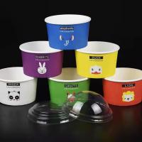 China Biodegradable 280ml Ice Cream Paper Cup With Plastic Lids Logo Printing for sale