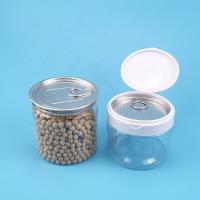 China Flip Top Cap Cashew Nuts Plastic Container Jar 310ml 120g Airtight Clear Candy Cans With Ring Pull Top Lid for sale