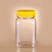 China BPA Free 320ml Plastic Food Jars Airless Square Honey Bottle With Lid for sale