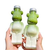 China Bear Plastic Screw Bottles For Juice Bubble Tea Voss Black 100ml for sale