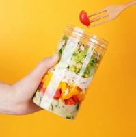 China BPA Free Empty Salad Jar Plastic 8oz 12oz 16oz Cylinder Shape for sale