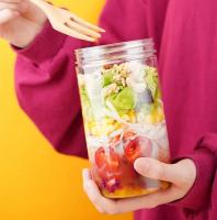 China BPA Free Empty Salad Jar Plastic 8oz 12oz 16oz Cylinder Shape for sale