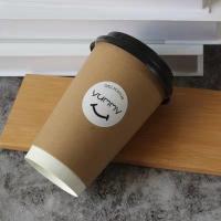 China 12oz Double Wall Paper Coffee Cups With Lids And Straws Disposable for sale