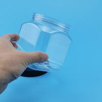 China Clear 211# Screw Lid Pet Cookie Jar Square Shape Plastic Food Containers 380ml for sale