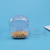 China Clear 211# Screw Lid Pet Cookie Jar Square Shape Plastic Food Containers 380ml for sale