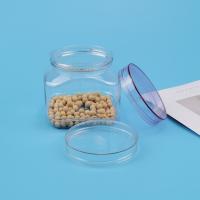 China Clear 211# Screw Lid Pet Cookie Jar Square Shape Plastic Food Containers 380ml for sale