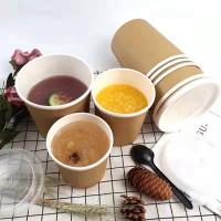 China 100% Eco Friendly Take Out Kraft Paper To Go Soup Bowls With Lid for sale
