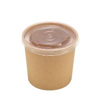 China Disposable Kraft Paper Soup Cup Bowl With Paper Lid Take Away Lunch Packing Takeout Box for sale