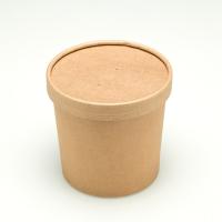 China Disposable Kraft Paper Soup Cup Bowl With Paper Lid Take Away Lunch Packing Takeout Box for sale