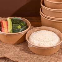 China Disposable Kraft Paper Soup Cup Bowl With Paper Lid Take Away Lunch Packing Takeout Box for sale