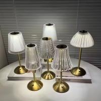 China Crystal LED Table Lamp Type C Usb 5v Rechargeable Touch Three Color Dimming for sale