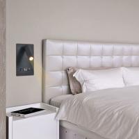 China Dual Switch Usb LED Wall Lamp Hotel Bedside Embedded Black 3w 110-240v 3000k for sale